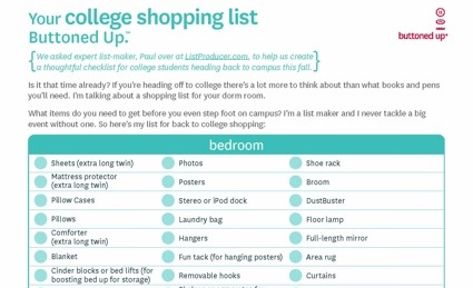Freebie College Shopping List - 24/7 Moms
