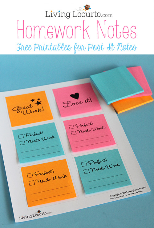 Homework Notes Free Printables For Post-it Notes {Back to School} - 24/ ...