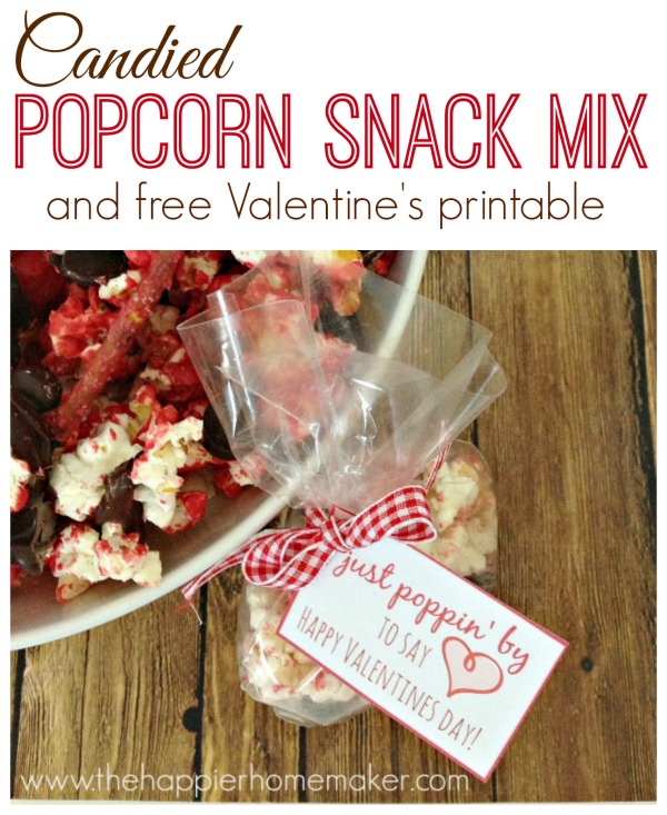 Free Candied Popcorn Snack Mix Recipe and Valentine Tag Printable - 24/ ...