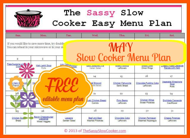 Free Slow Cooker Family Friendly Menu Plan Printable - 24/7 Moms