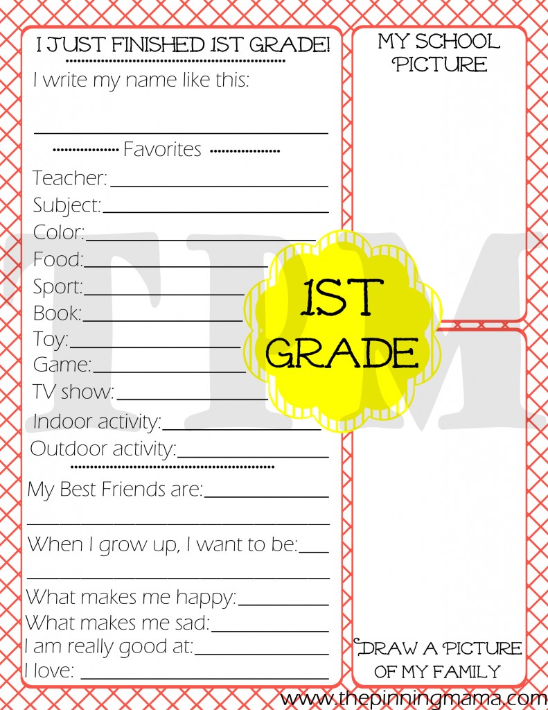 Free Kid’s End of School Year Interview Printable - 24/7 Moms