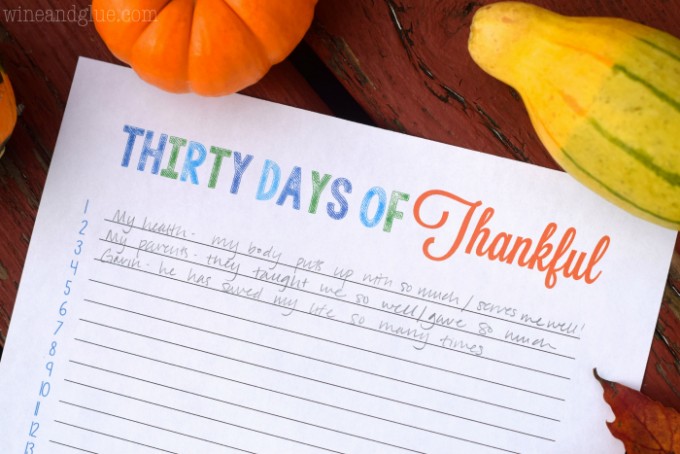 Free Thirty Days of Thankful Printable - 24/7 Moms
