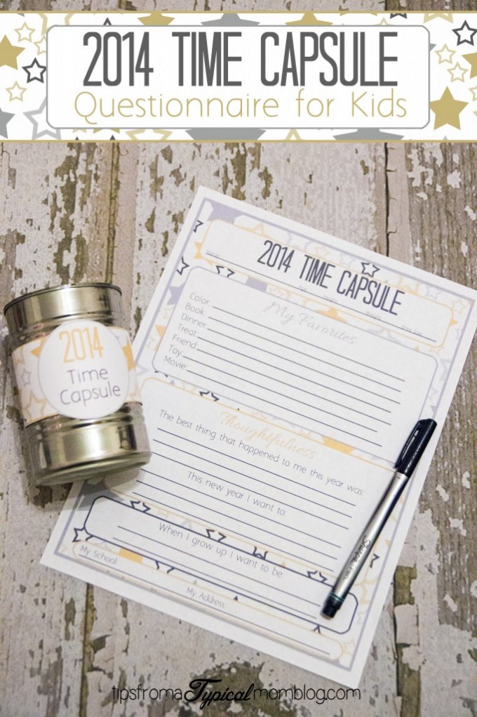 Free New Years Time Capsule Questionnaire for Kids Printable - 24/7 Moms