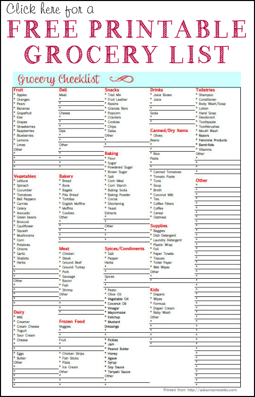 Printable Grocery List Template Free Ziplist Download Free Printable 