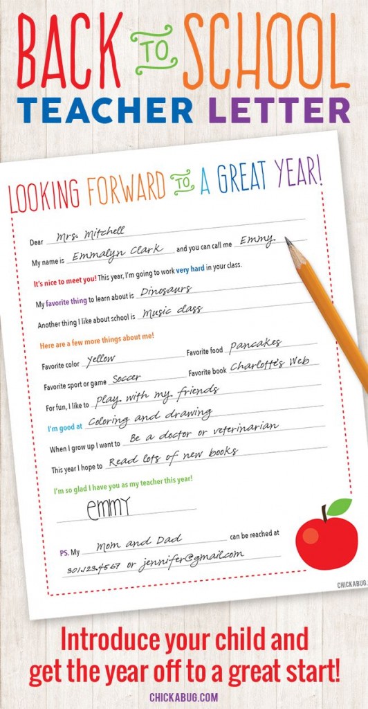 Free Back to School Teacher Letter - 24/7 Moms