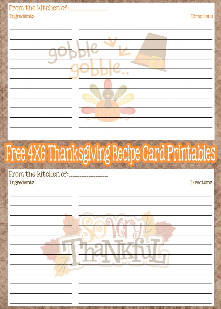 Free Thanksgiving Recipe Card Printables - 24/7 Moms