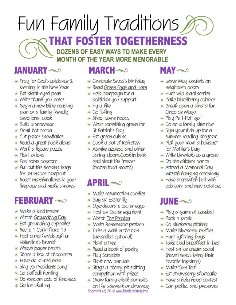Free Fun Family Traditions Printable - 24/7 Moms