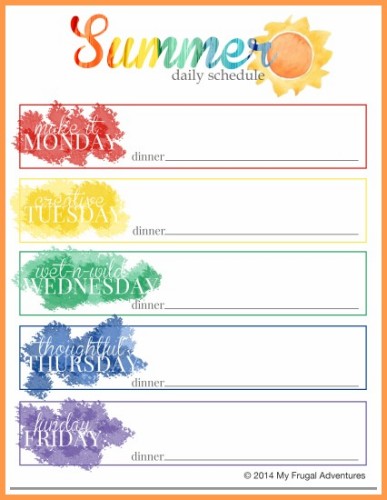 Free Summer Schedule Printable - 24/7 Moms