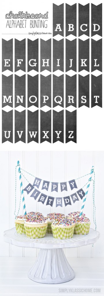 Free Chalkboard Letters Cake Bunting Printable - 24/7 Moms