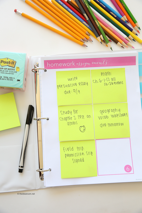 Back to School Organization with Free Printables and Post-It Notes - 24 ...