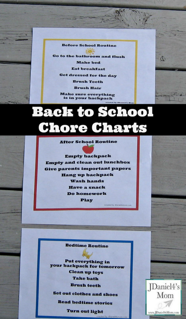 Free Back to School-Chore Charts for Before and After School Printables ...
