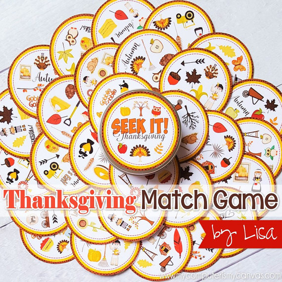Thanksgiving Seek It, Spot It, Match It Game - 24/7 Moms