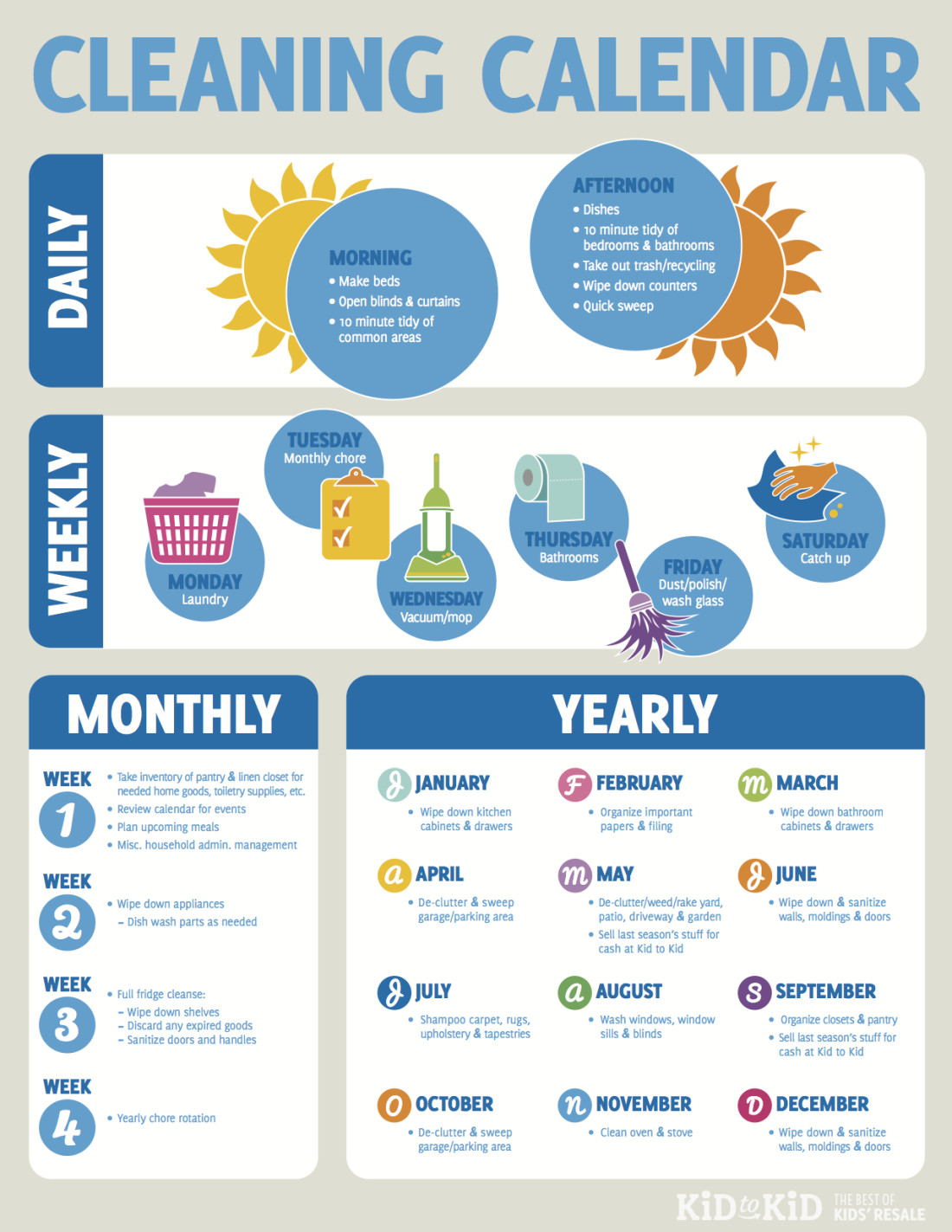 Free Cleaning Calendar Printable - 24/7 Moms