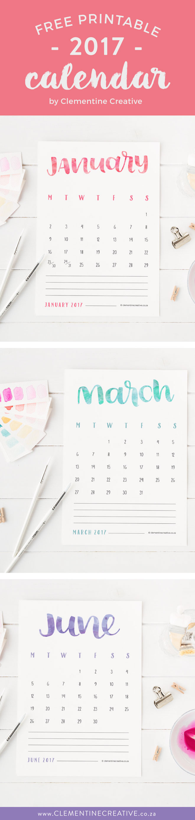 free-printable-2017-hand-lettered-calendar-pinterest - 24/7 Moms