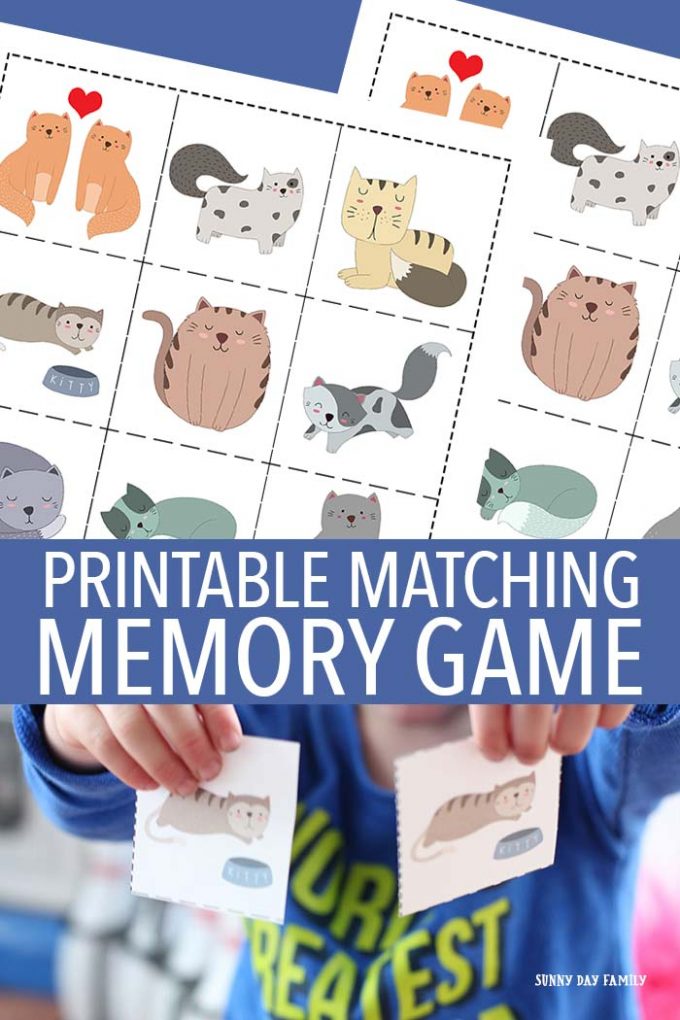 Free Cat Matching Memory Game For Kids Printable - 24/7 Moms
