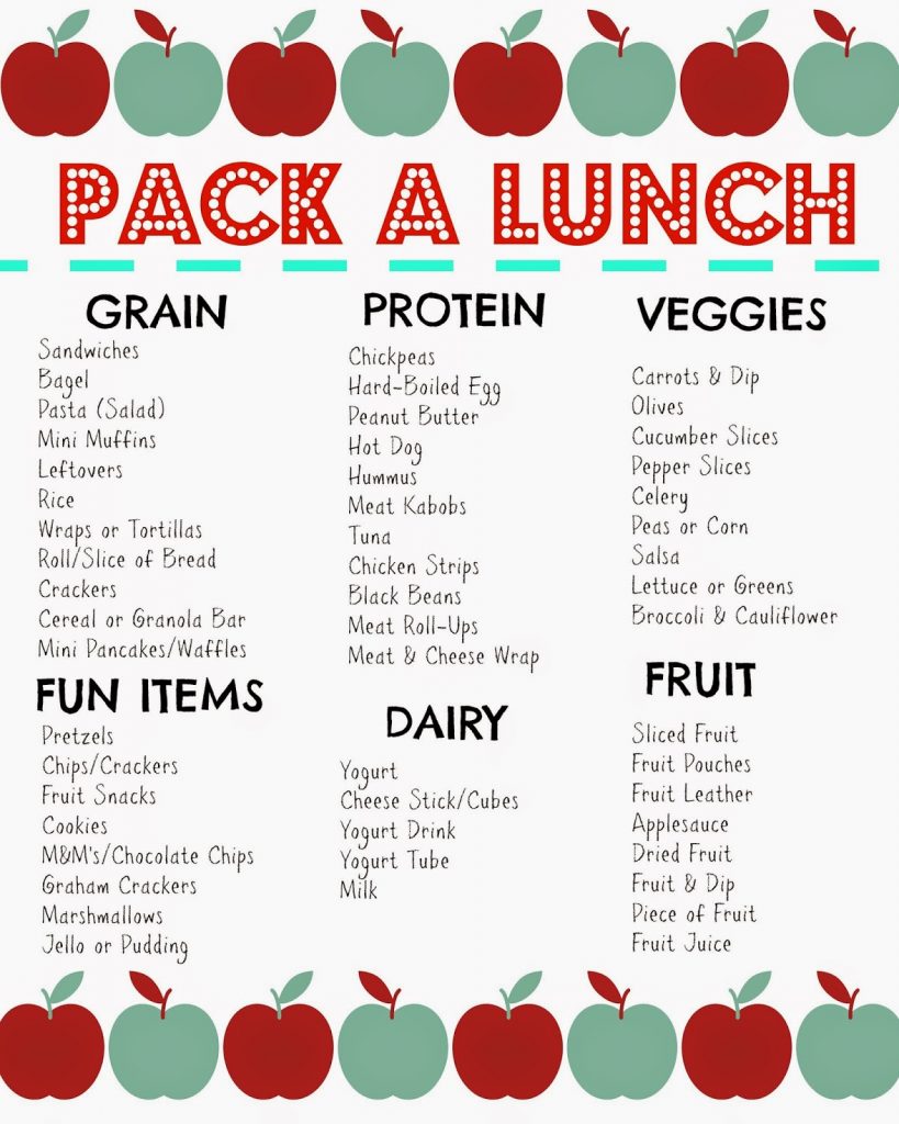 Free Pack A Lunch Printable 24 7 Moms