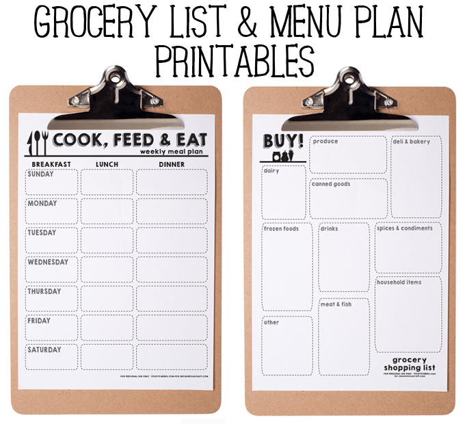 Free Grocery List and Menu Planning Printables - 24/7 Moms