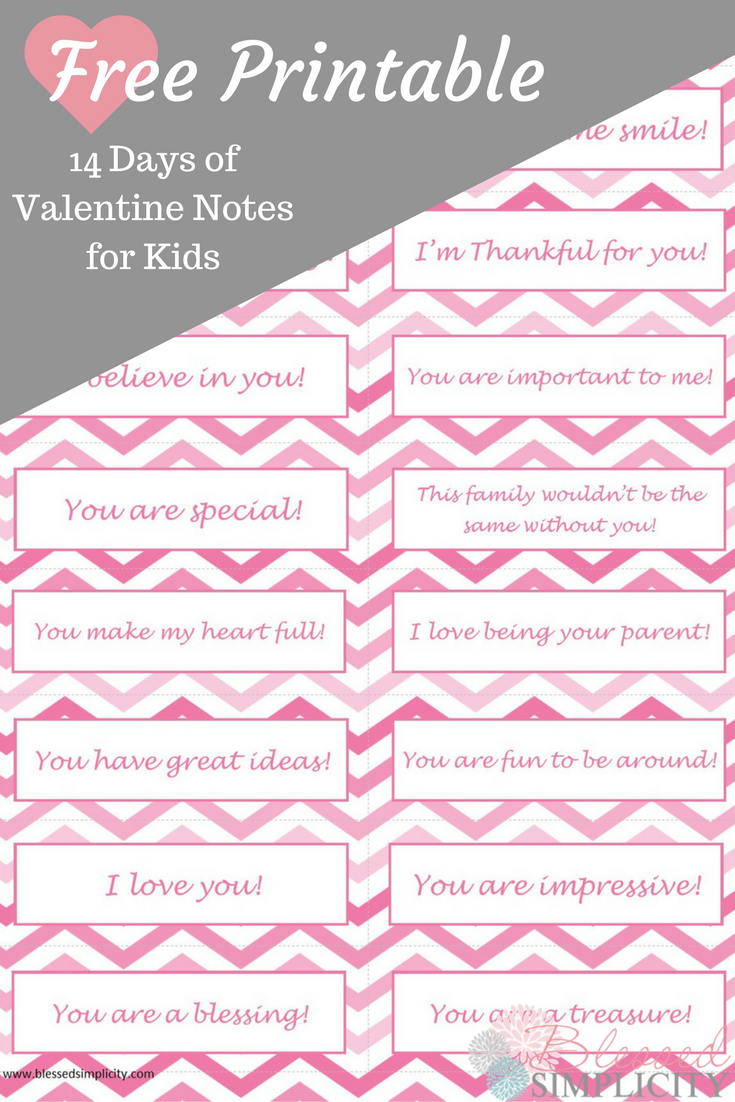 Free Printable: 14 Days of Valentine Notes for Kids - 24/7 Moms