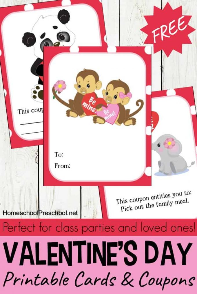 Free Animal-Themed Printable Valentines Day Cards for Kids - 24/7 Moms