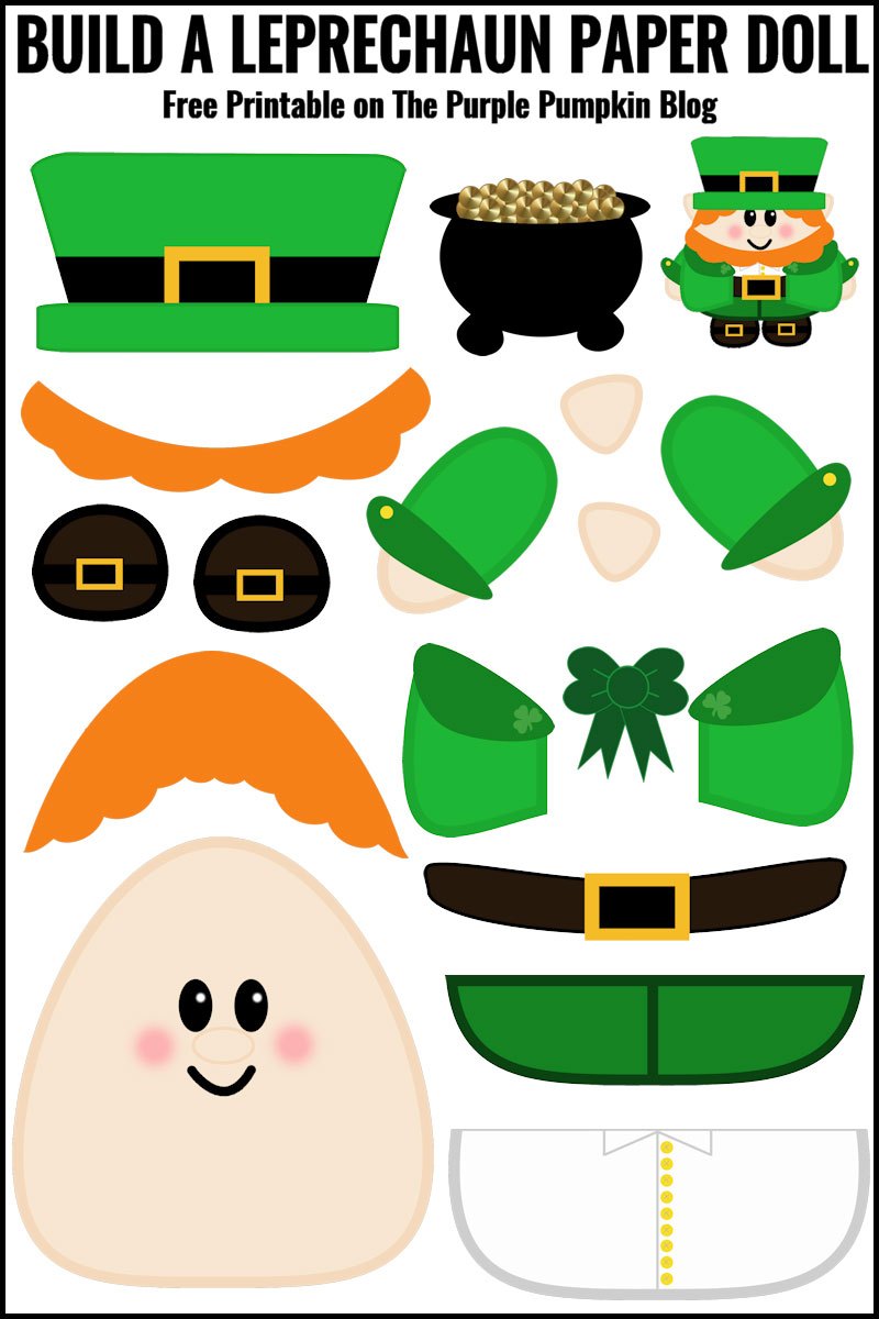 Free Build A Leprechaun Paper Doll Printable - 24/7 Moms