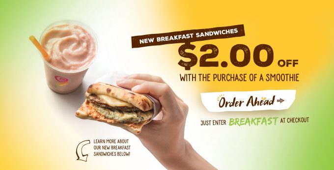 MOM Deal: $2 Off Breakfast Sandwich from Jamba Juice - 24/7 Moms