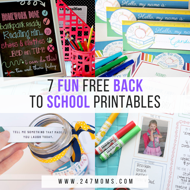 7 Fun Free Back to School Printables - 24/7 Moms